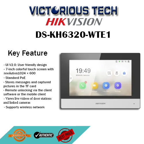 HIKVISION DS-KH6320-WTE1 Wireless Intercom: Visual System with Software Remote Unlocking ...