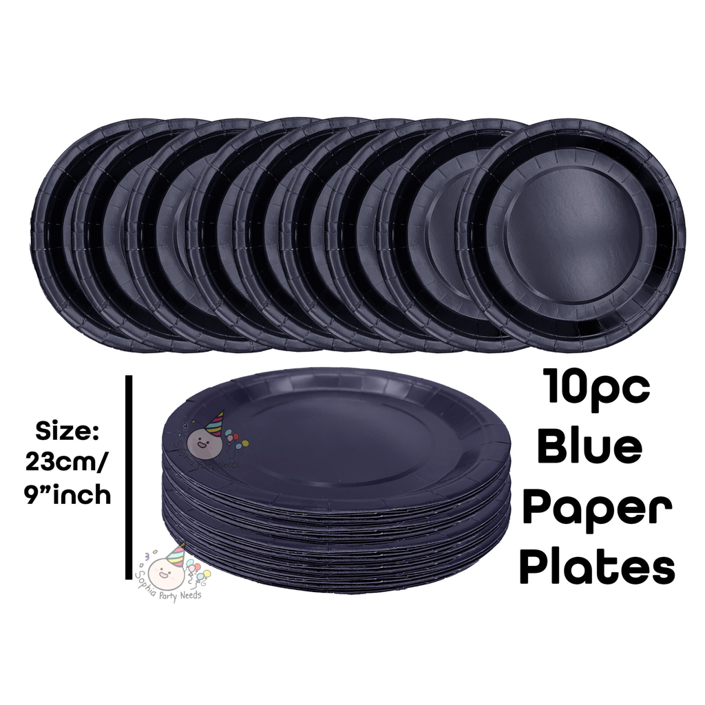 Paper Plates Plain No Design Black White Pink Blue (9"inches) | Shopee ...