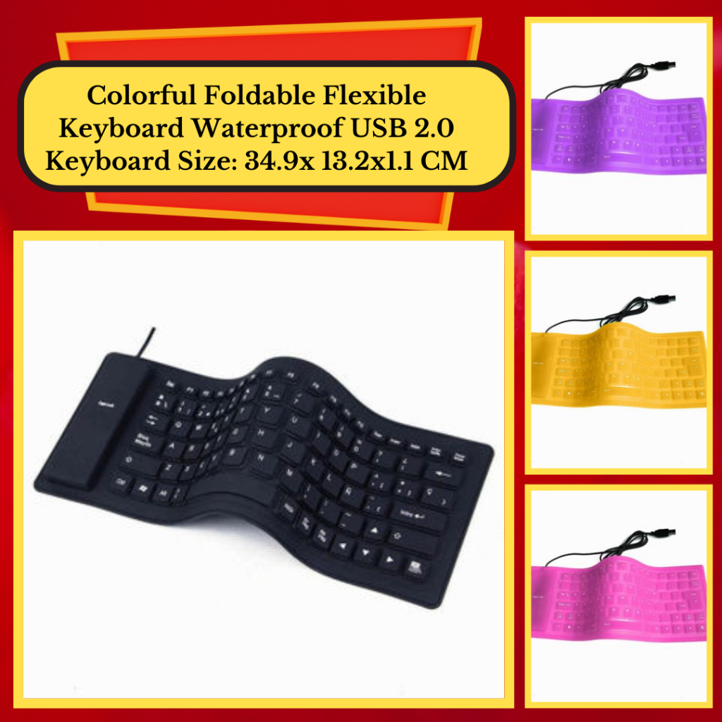 DSS Colorful Foldable Flexible Keyboard Waterproof USB 2.0 Keyboard ...