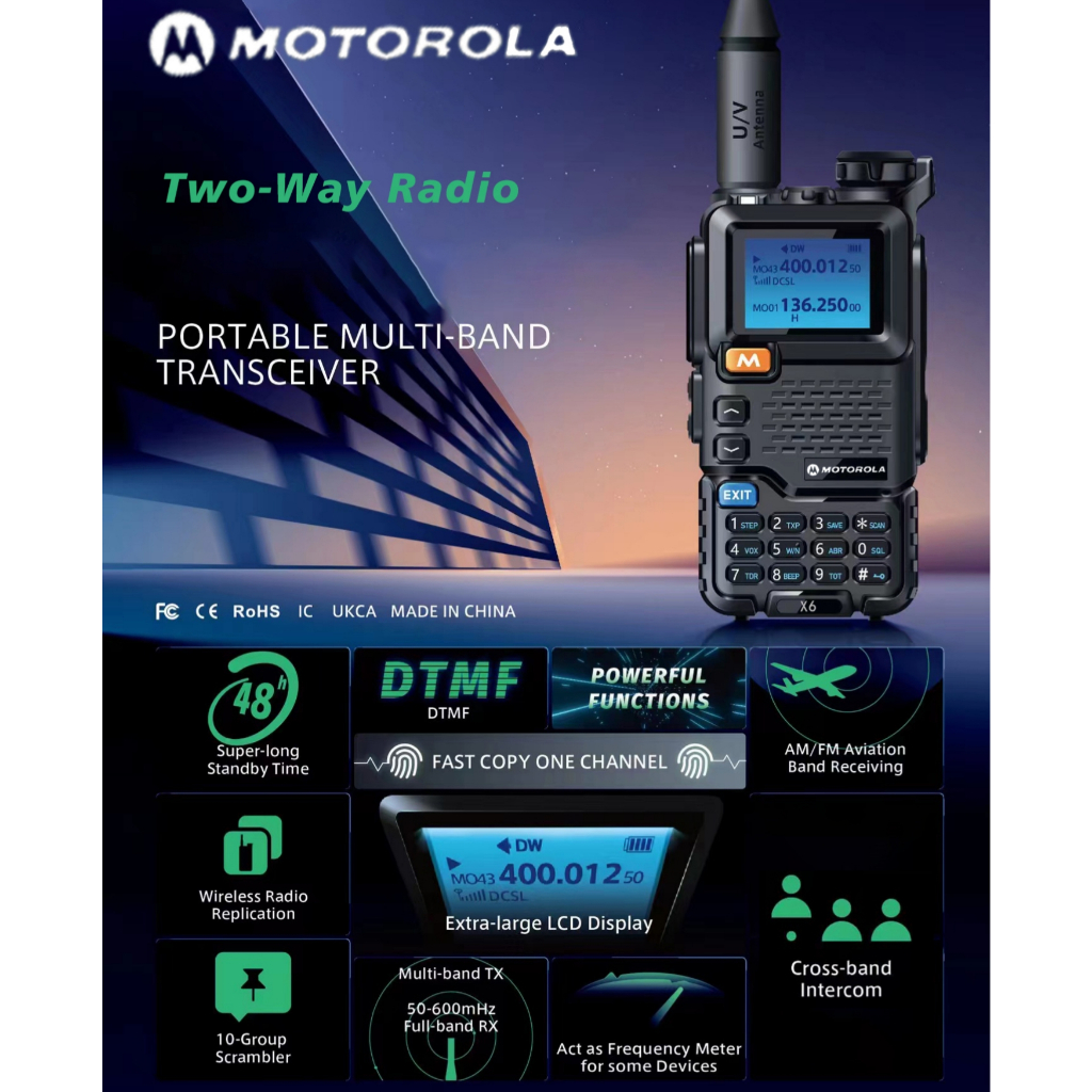 Motorola X6 two way radio walkie talkie long range 20KM high capacity ...