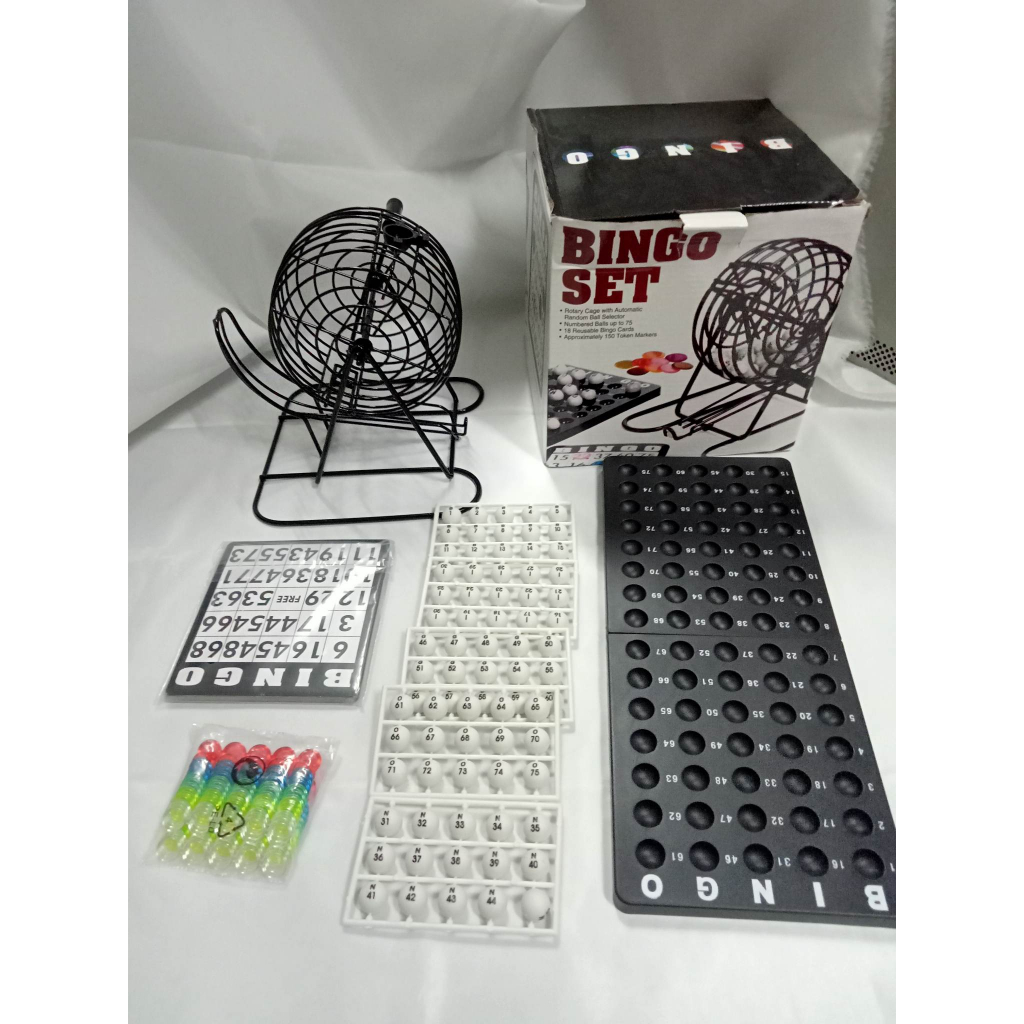 Bingo Game Set - 8-Inch Metal Cage with Plastic Masterboard, 75 Multi ...