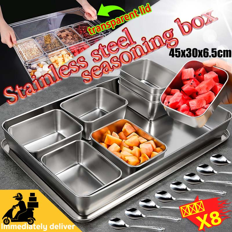 Send a spoon！stainless steel seasoning box seasoning bottle set ...