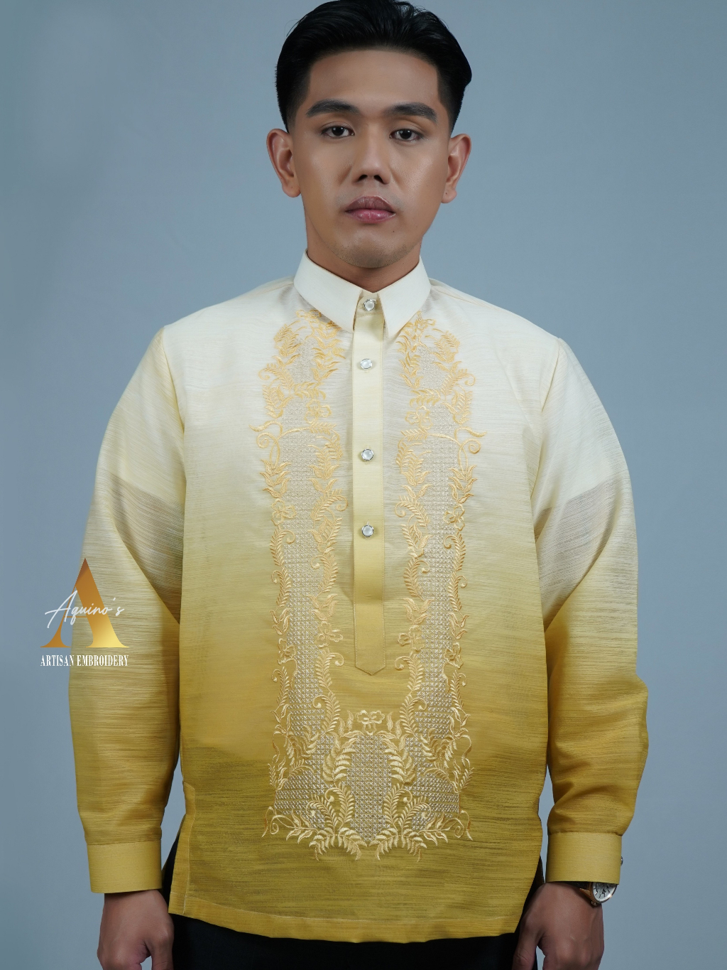 AQUINO'S ARTISAN EMBROIDERY Barong Tagalog for Men Monochromatic Matte ...