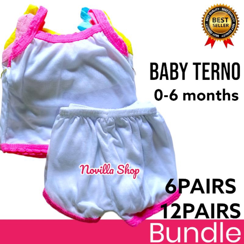 12PAIRS / 6PAIRS Baby Scallop Spaghetti Sando and Short 0-6 months ...