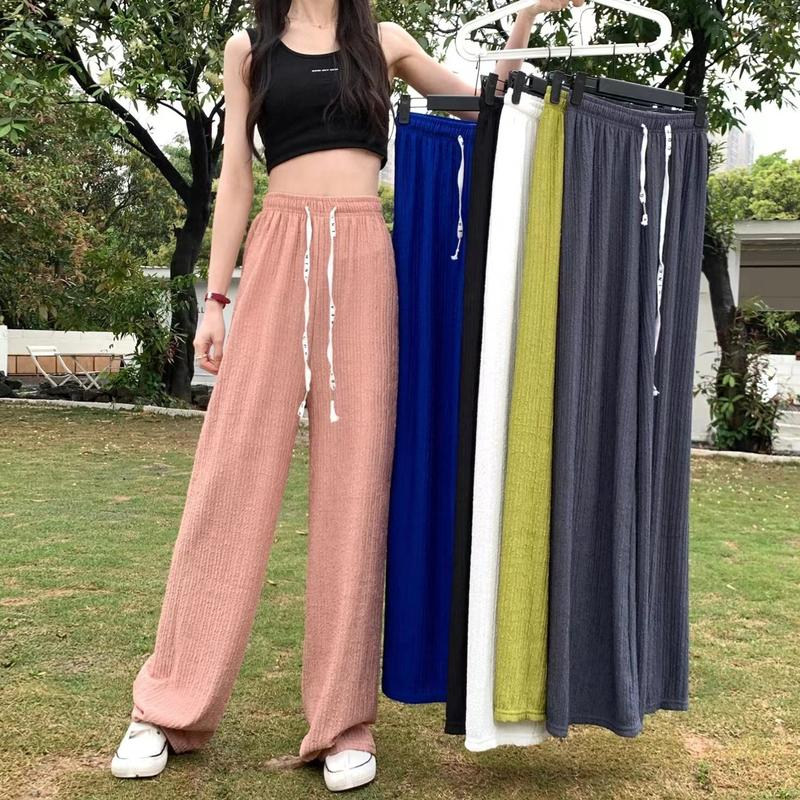 KILY.PH Highwaist Drawstring Pants Bark Crepe Wide Leg Stretchable Pants 7A0046 | Shopee Philippines