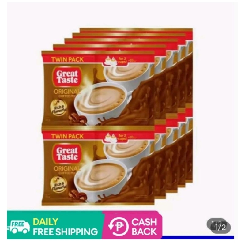 Great Taste Original 3 in 1 Coffee Twin Pack Sachets(33gx10s) | Shopee ...