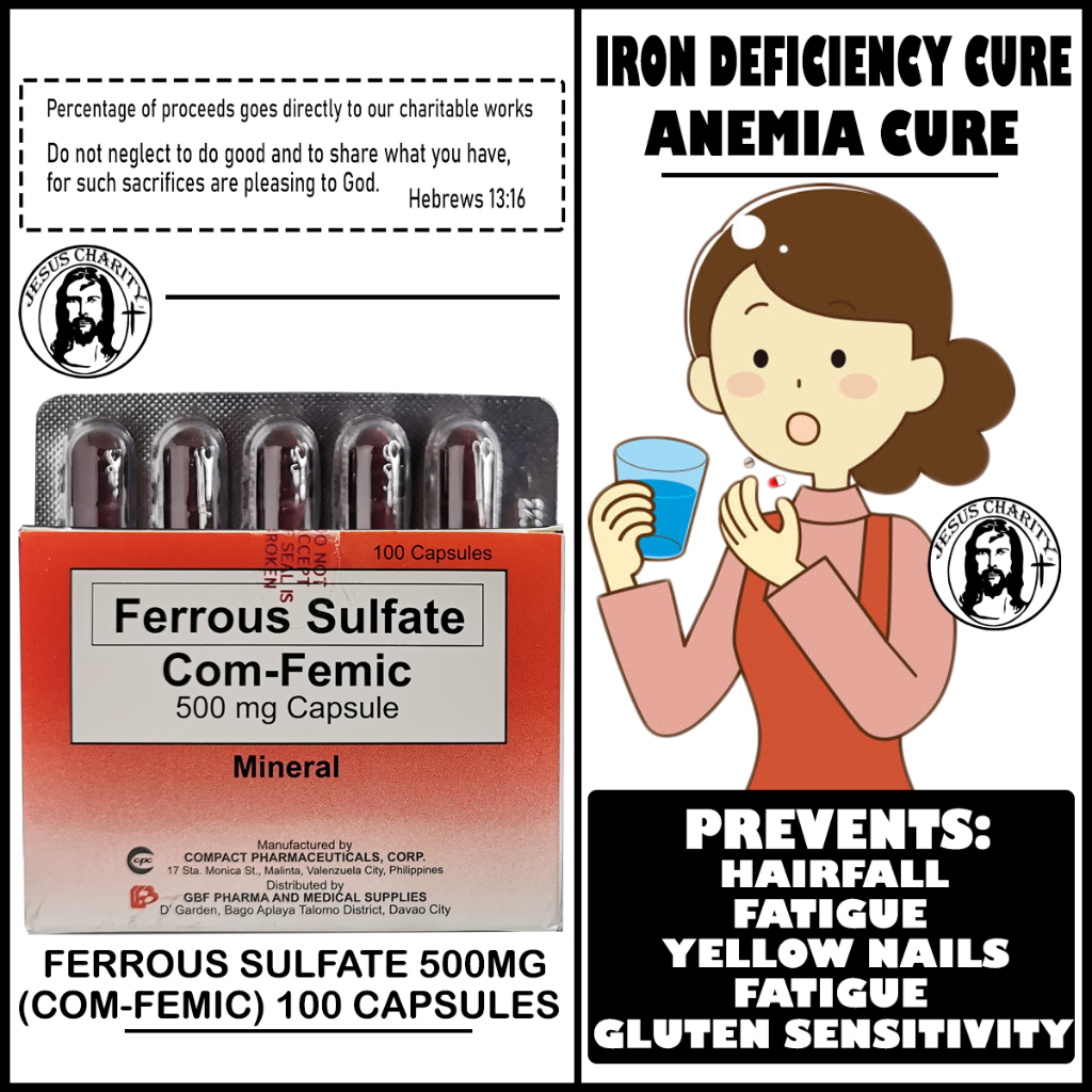 anti anemia Ferrous Sulfate (COM-FEMIC) 500mg 100s capsule kontra ...