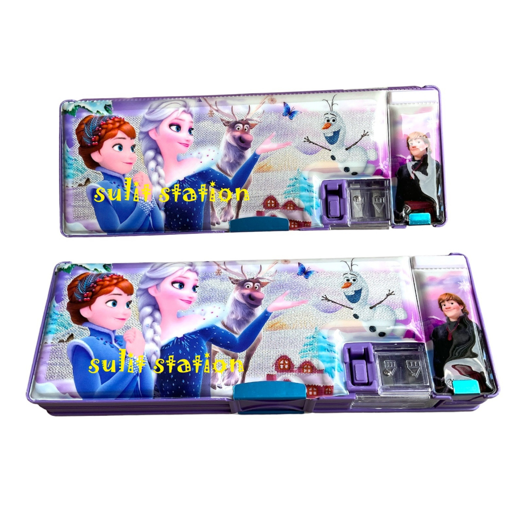 FROZEN ELSA ANNA DOUBLE SIDED OPENING MAGNETIC PENCIL CASE BOX | Shopee ...