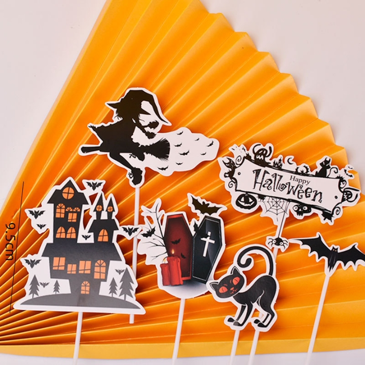 Coffin witch paper card cake topper Halloween theme plug-in baking ...