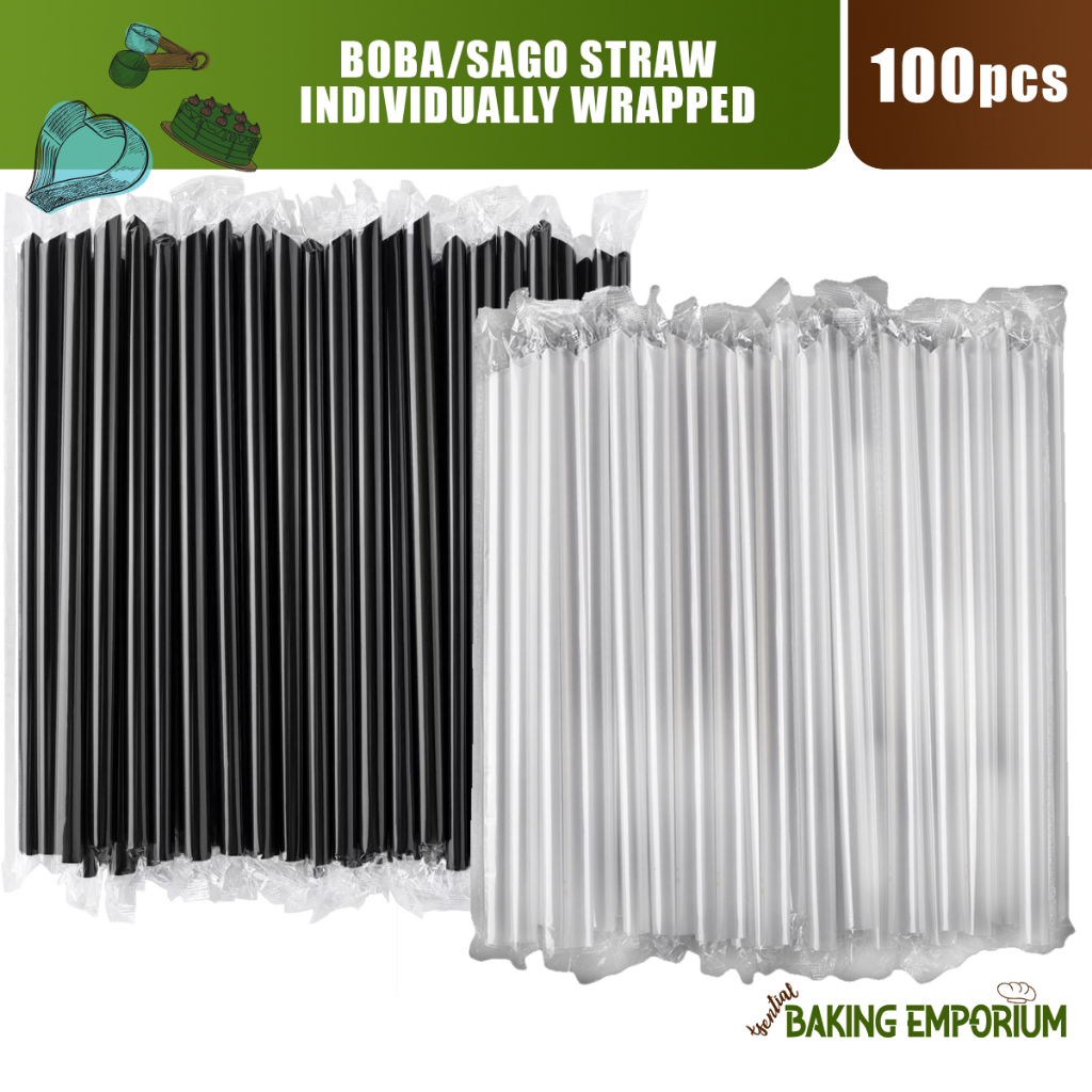 Bubble Straw Sago Straw Individually Wrapped for Milk Tea 100pcs ...
