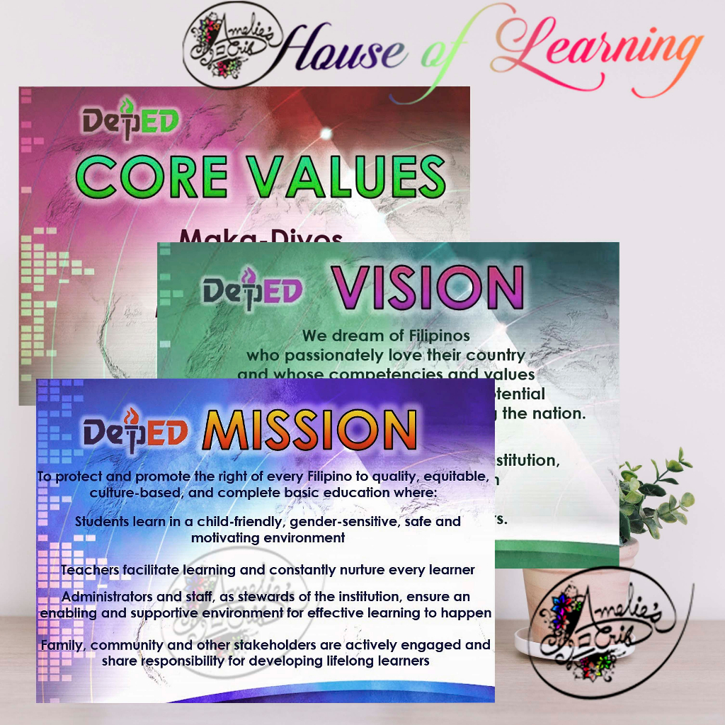Deped Vision, Mission and Core Values Educational Laminated Chart A4 ... Deped Vision, Mission and Core Values Educational Laminated Chart A4 ...