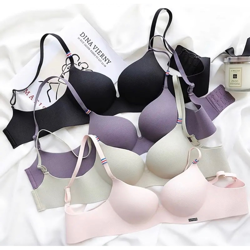 FASHION Summer light and small chest gathered comfort simple bra push ...