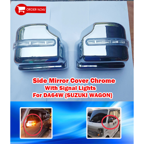 Side Mirror Cover Chrome With Signal Lights For DA64W {SUZUKI WAGON ...