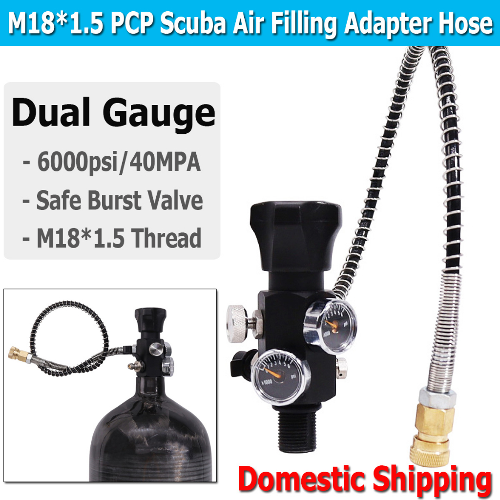 PCP Air Tank Charging Valve Air Filling Station Refill Adapter Gauge ...