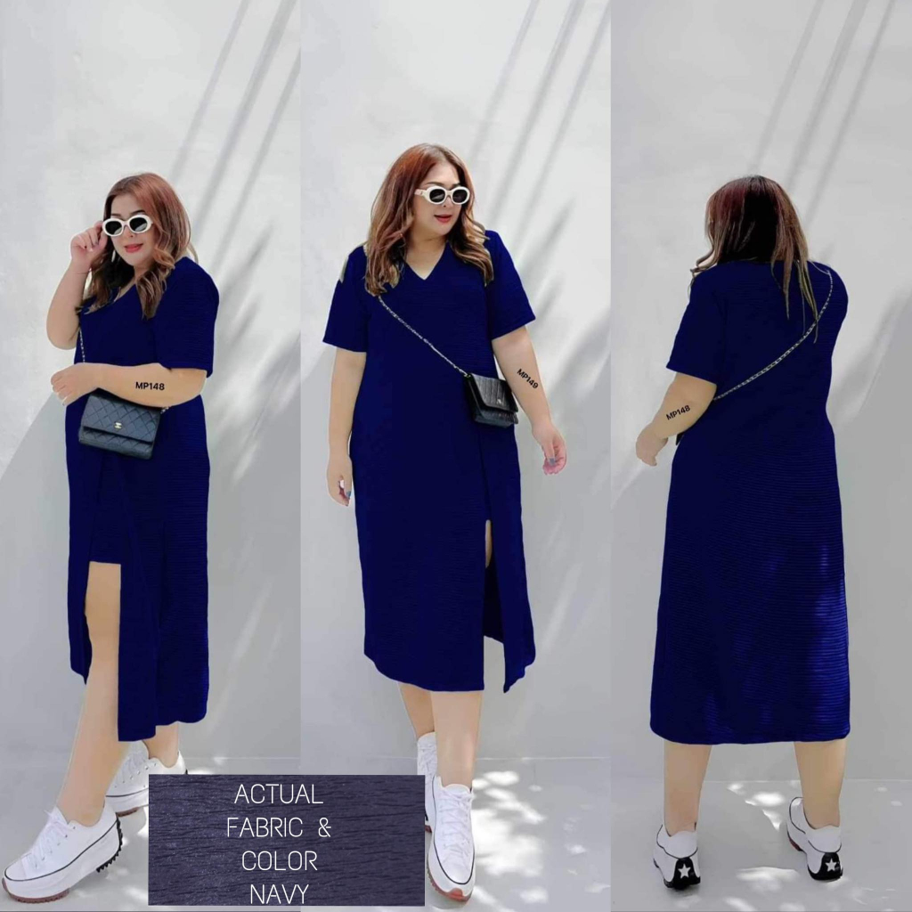 Camelia Plus Size Coordinates Midi Dress with Slit pair with 2 sided ...