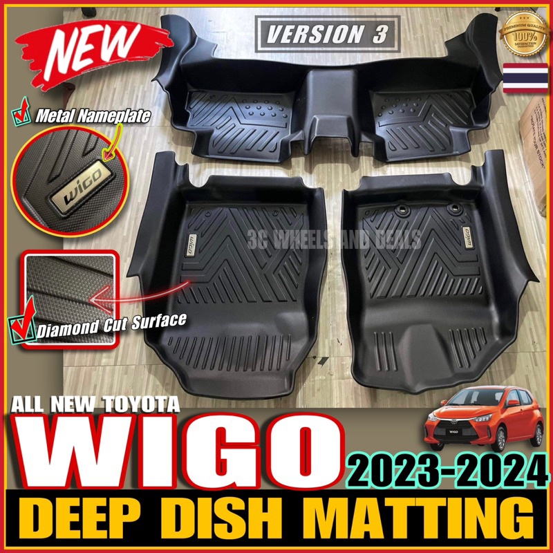 NEW TOYOTA WIGO 2024 VERSION 3 DEEP DISH MATTING | Shopee Philippines