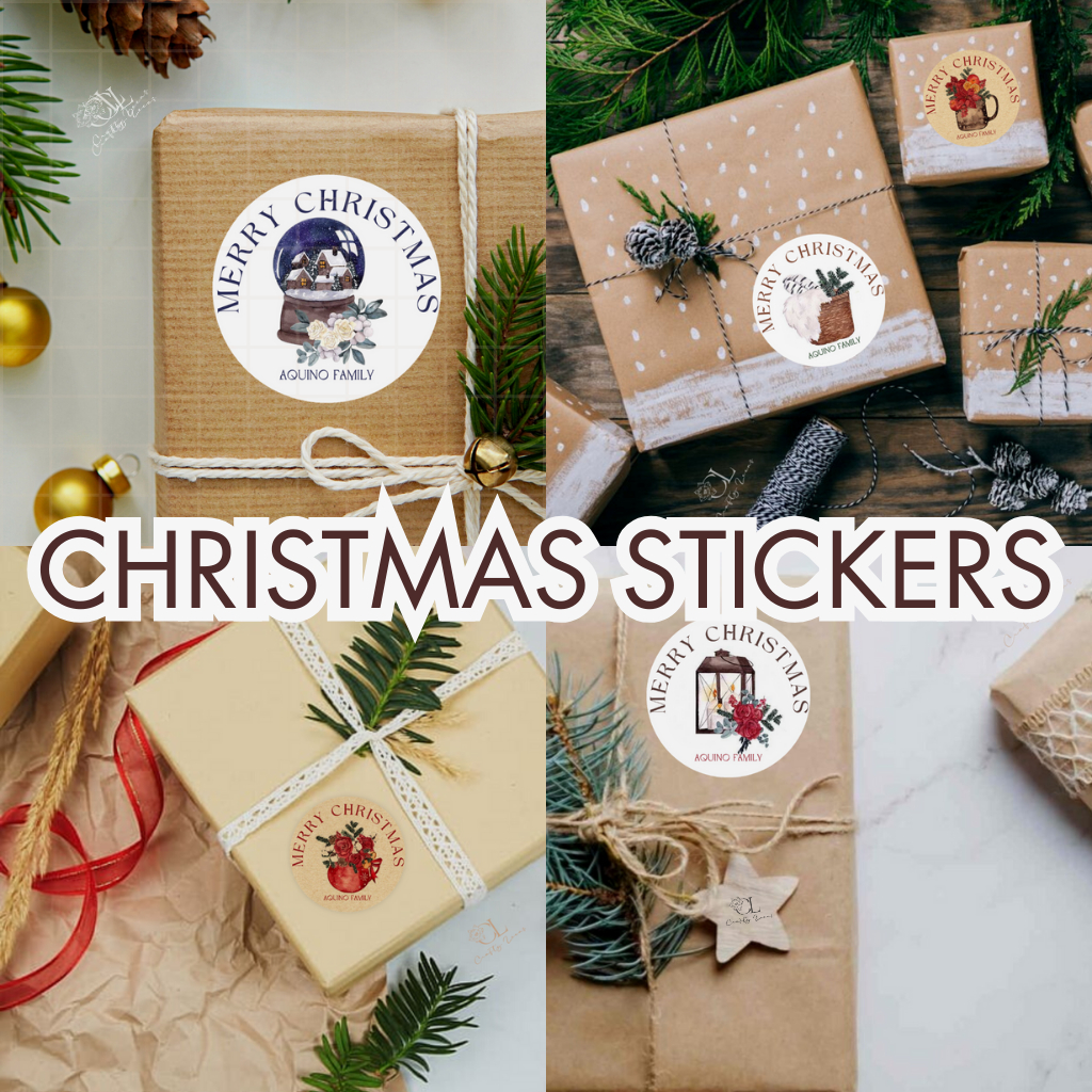B2. Christmas/Holidays Round Sticker Label - Customized / Personalized ...