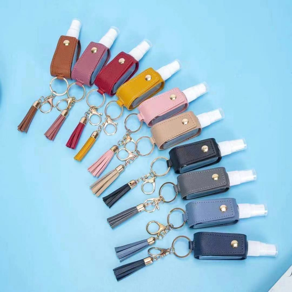 [FISH SALE] Leather Keychain Portable hand sanitizer bottle (with ...