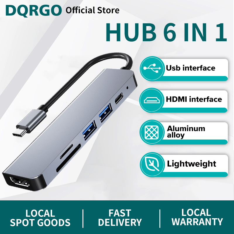 DQRGO 6in1 USB Hubs Type C USB 3.0 Port High Speed Splitter Extension ...