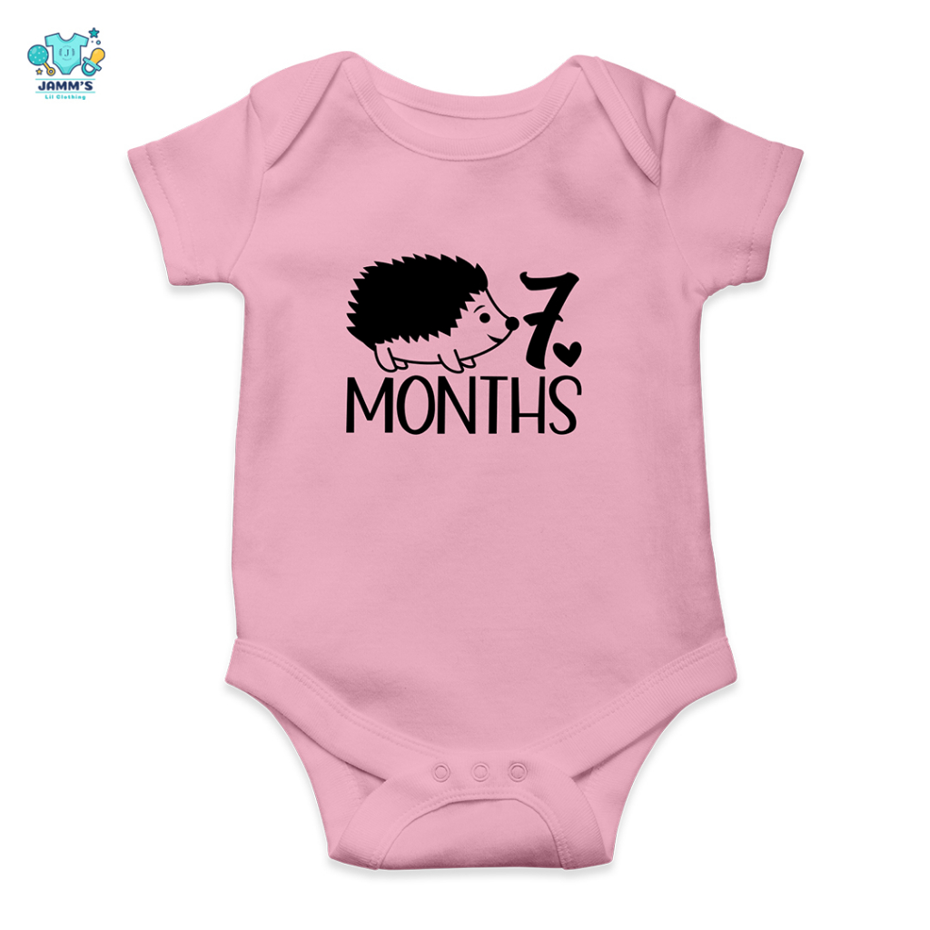 Seven Months Monthly Milestone with Hedgehog Outfit Onesies Clothes for ...
