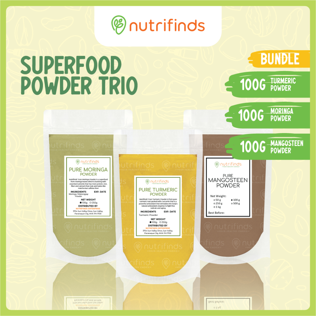Nutrifinds® Superfood Powder Sampler [Mangosteen, Turmeric, Moringa] - BUNDLE | Shopee Philippines
