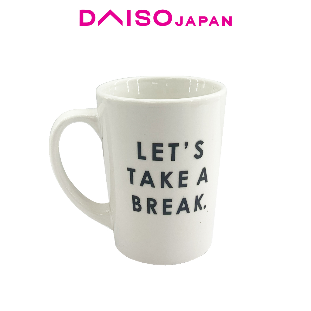 Daiso White Mug with Black Text | Shopee Philippines