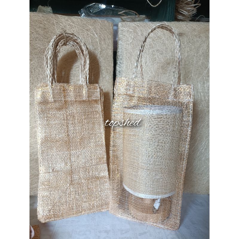 Sinamay bag 6x4.5x11.5 with gold thread,abaca bags,sinamay bag for lamp ...