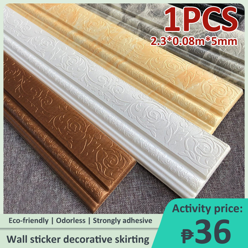 2.3m foam wallpaper wall decoration line corner sticker ceiling border ...