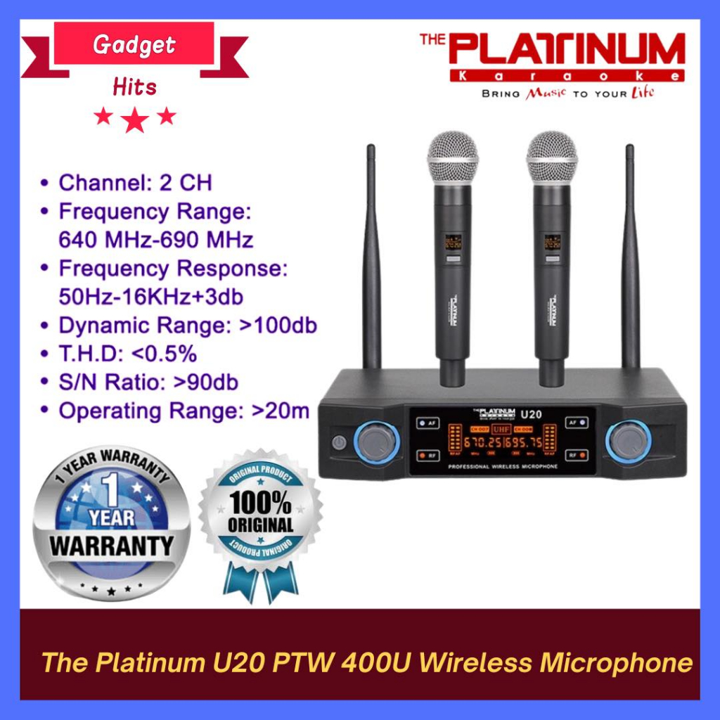 The Platinum U20 PTW 400U Wireless Microphone | Shopee Philippines