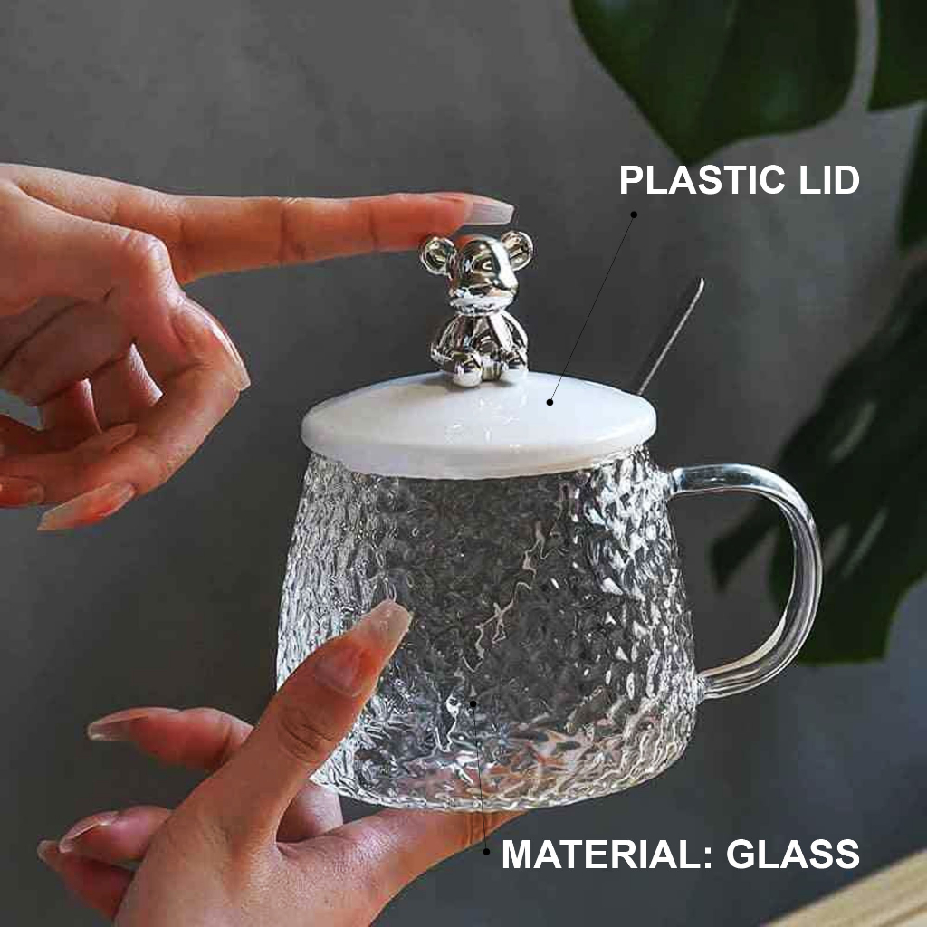 Ziyang Iceberg Frosted Large Side Handle Mug with Stirrer and Lid for ...