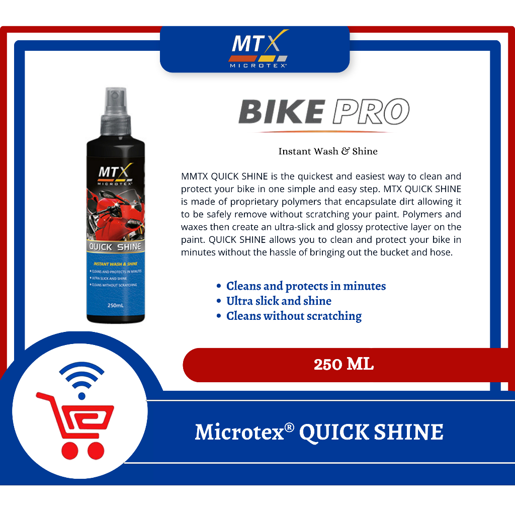 Microtex Motorcycle Bike Care Quick Shine Instant wash and Shine 250ml ...