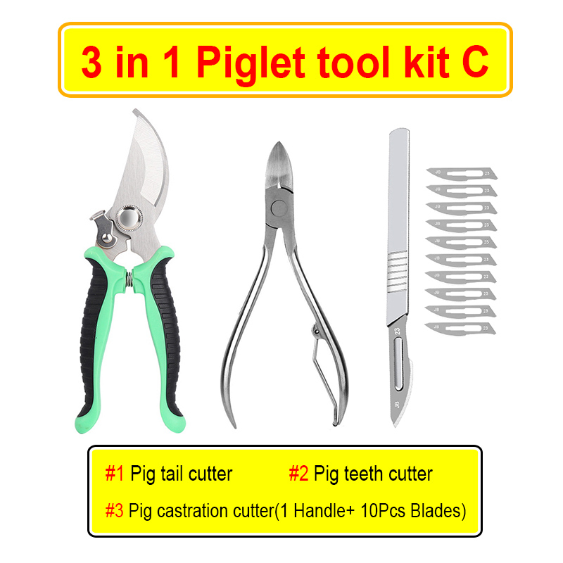 4 IN 1 Pig kit Piglet tail cutter+Pig tooth nipper+Piglet castration ...