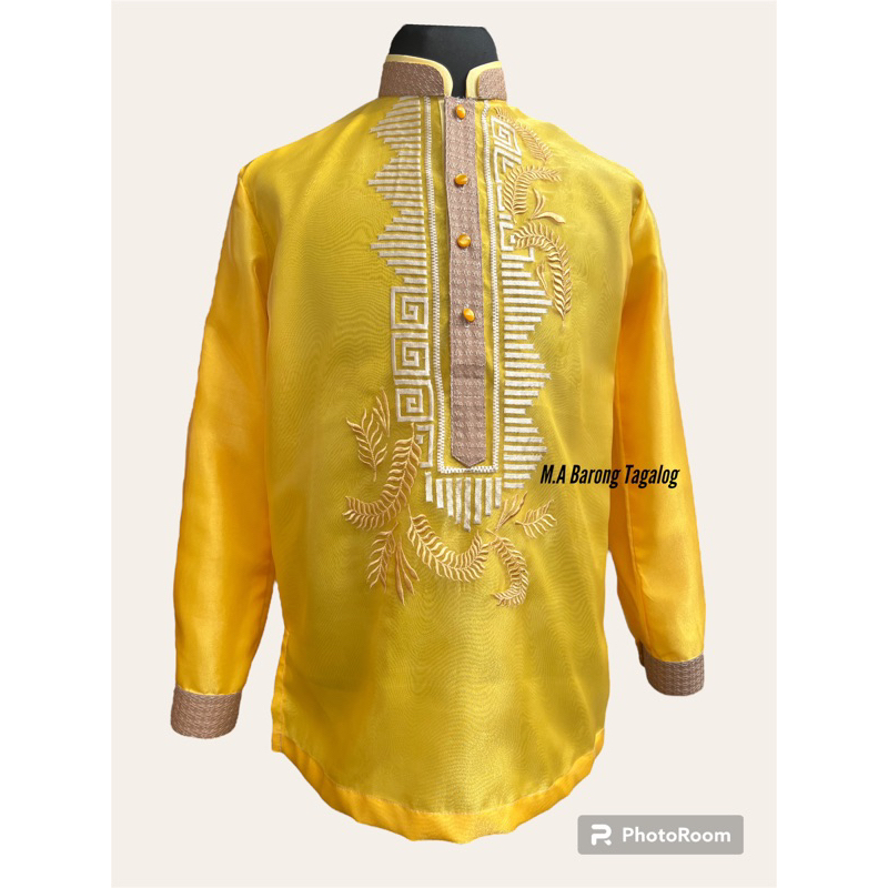 Barong Tagalog double Collar(yellow gold,navy blue,black,cream,maroon ...