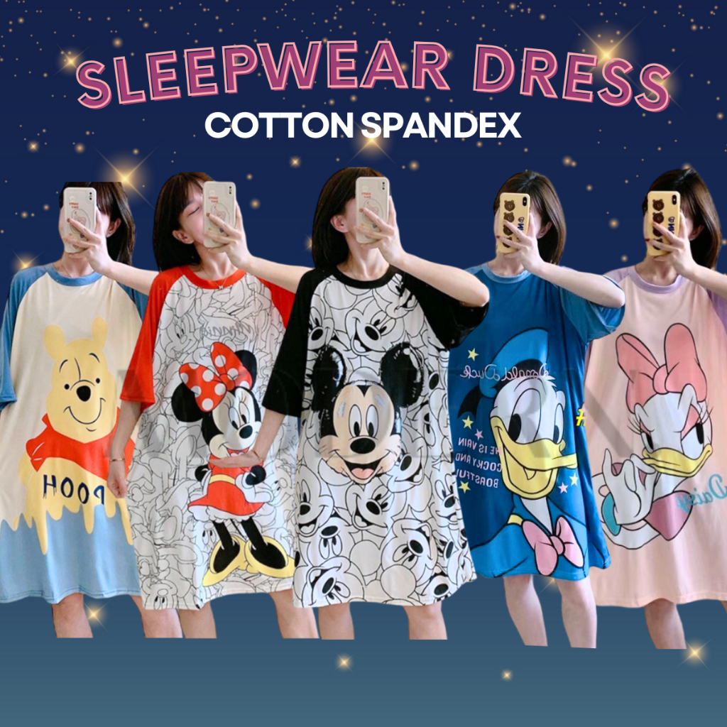 Korean Women Pastel Color Disney Duster Dress Big Size Shirt Dress ...