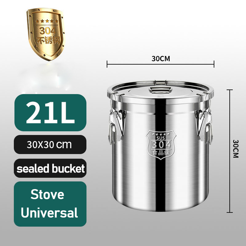 304 Stainless steel food storage rice dispenser metal Soup bucket large ...