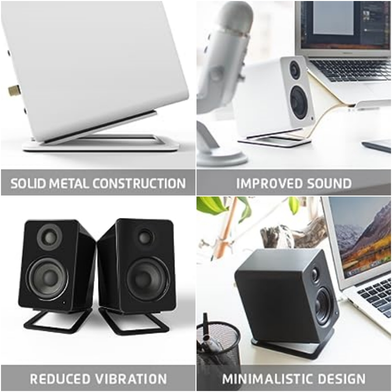 Desktop Speaker Stands for Small Speakers Tilted Tabletop Steel ...