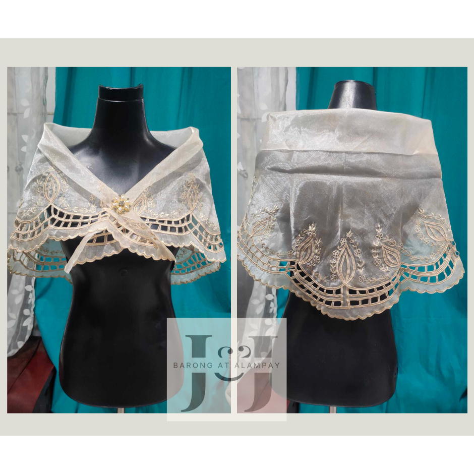 CUT-WORK DESIGN FILIPINIANA ALAMPAY (EMBOIDERED) PINYA ORGANZA FABRIC ...