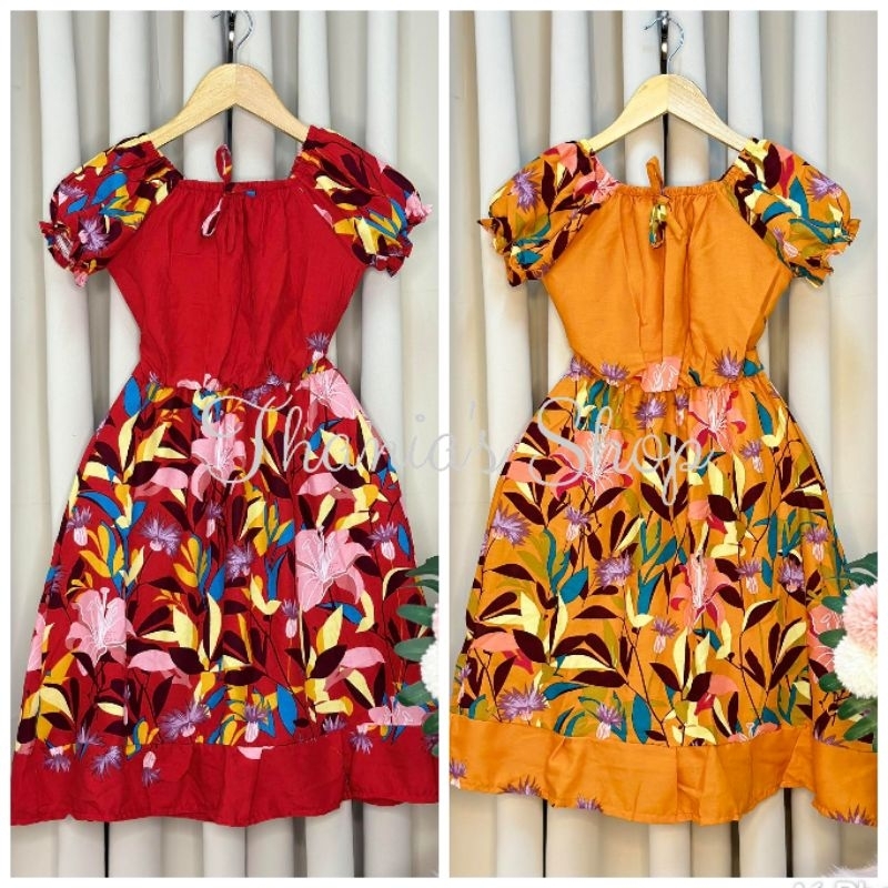 Rich Puff Sleeves Alangan Dress | Challis Alangan dress (8 to 11yrs old ...