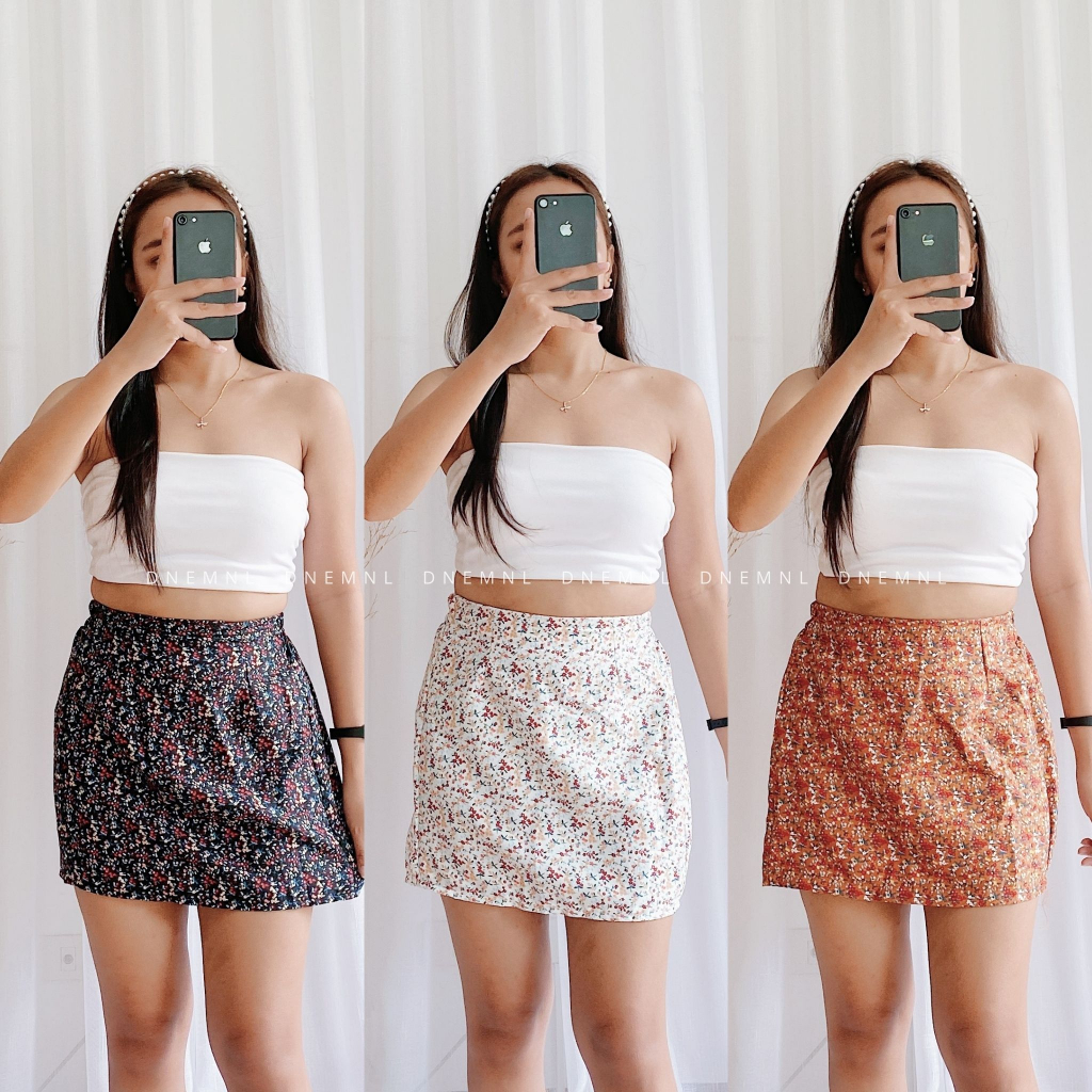 DNEMNLPH Bonnie Floral Skirt - Trendy Korean Pleats Garter Stretchable ...