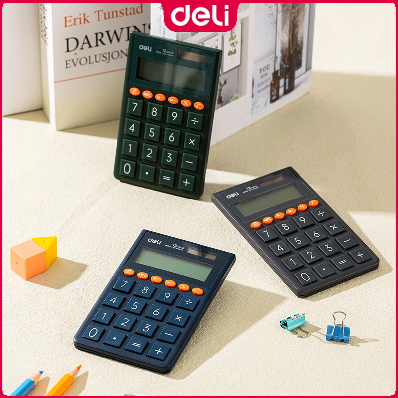 Deli EM130 Small Calculator 12-Didits Portable Mini Calculators Dual ...