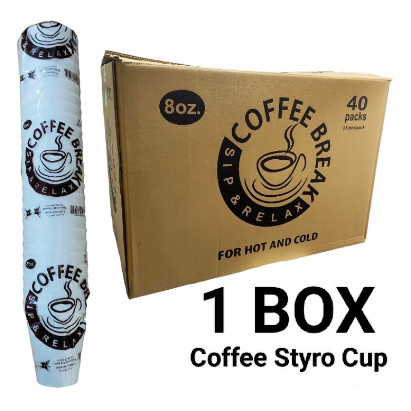 Whole Sale Disposable Styro Coffee Cup 8oz (1box) | Shopee Philippines