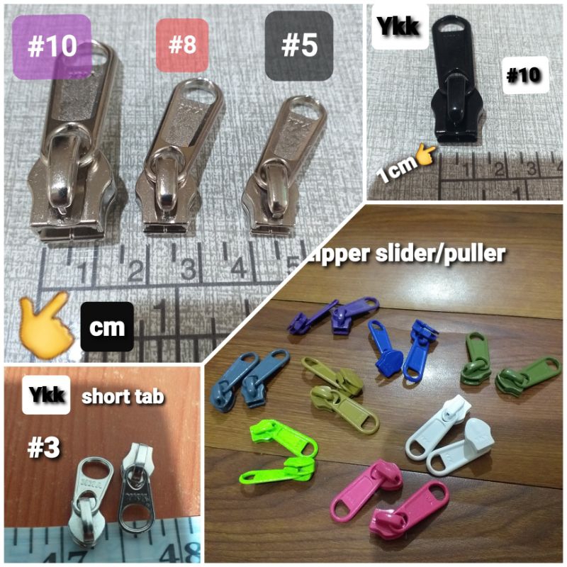 5PC SLIDER PULLER YKK/CLASS A Black nickle & colored #3 #5 #8 #10 ...