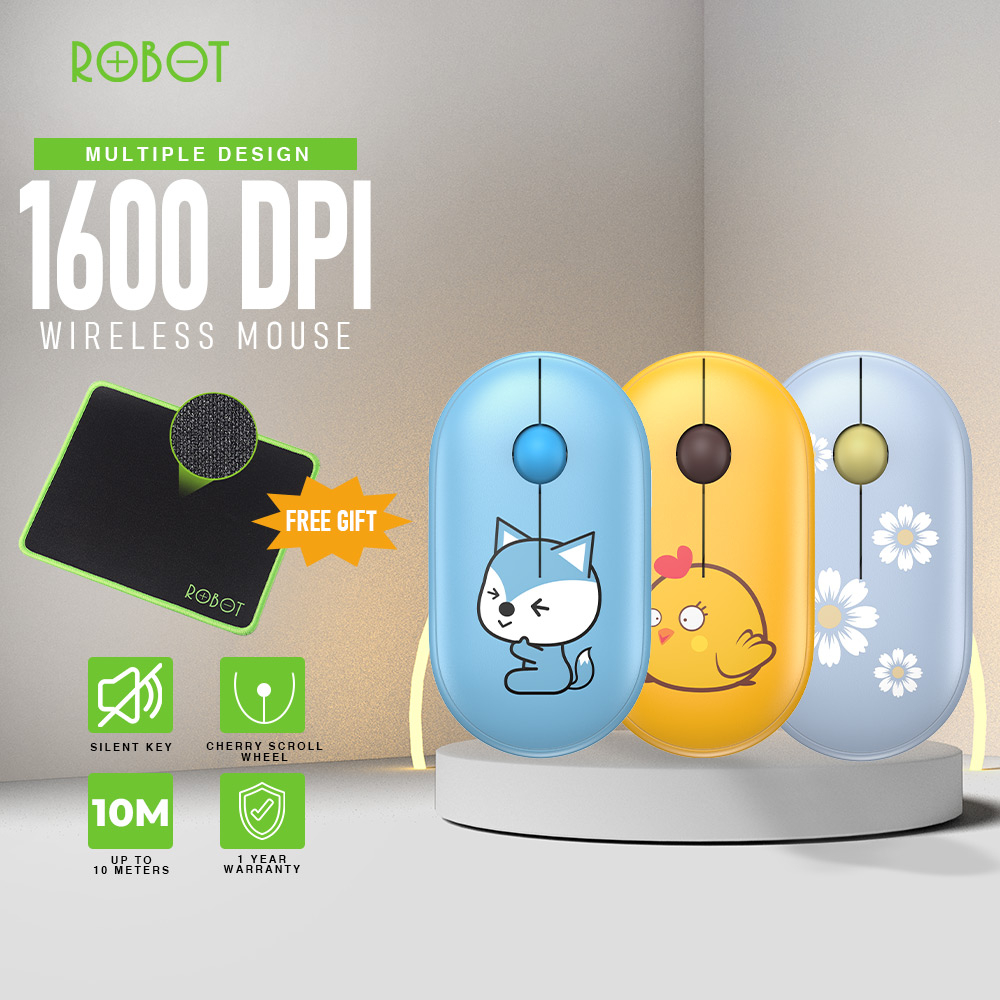 Robot Wireless Mouse M230 Cherry Scroll Cute design, Silent click ...