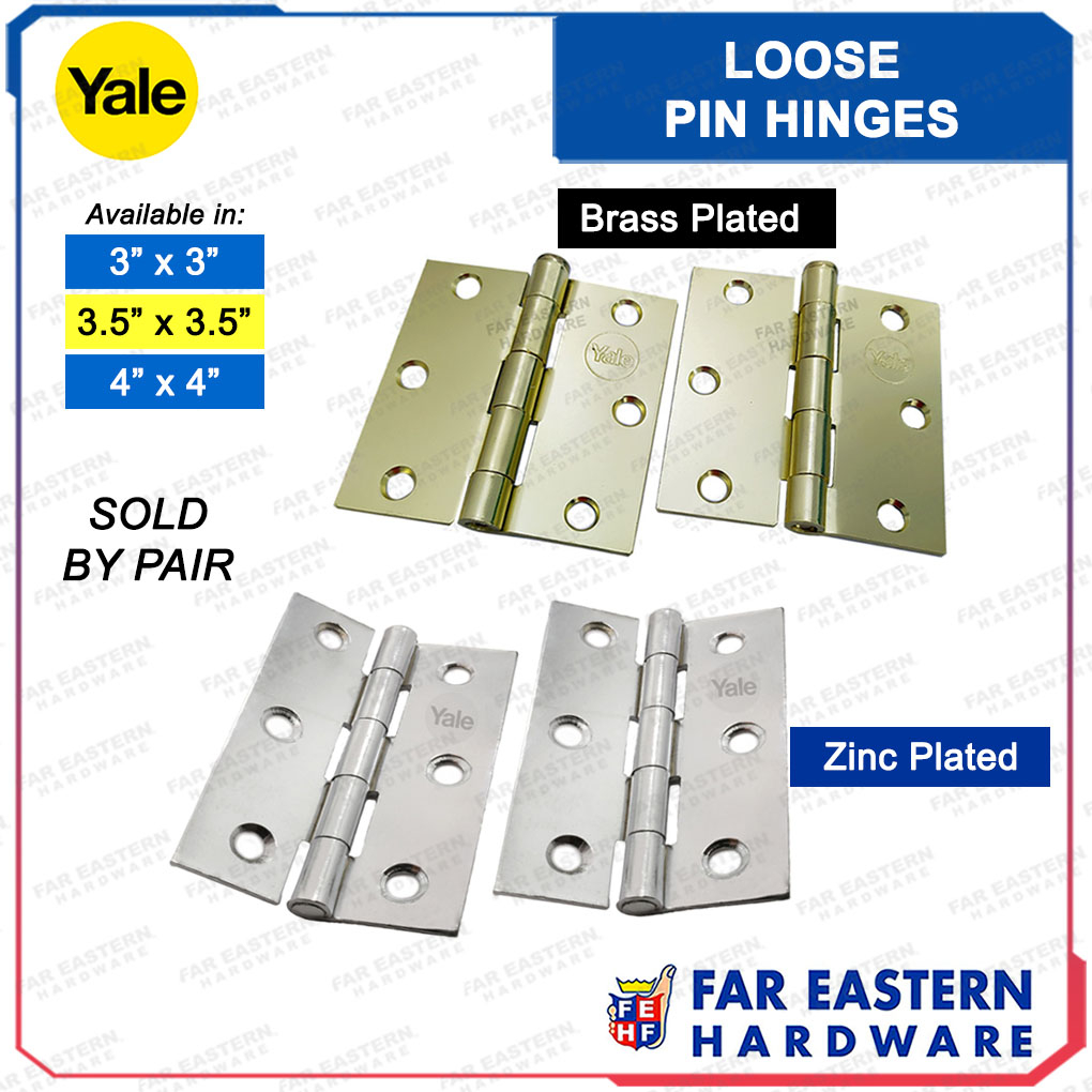 YALE Loose Pin Hinges Brass | Zinc Plated 3" | 3.5" | 4" Bisagra for ...