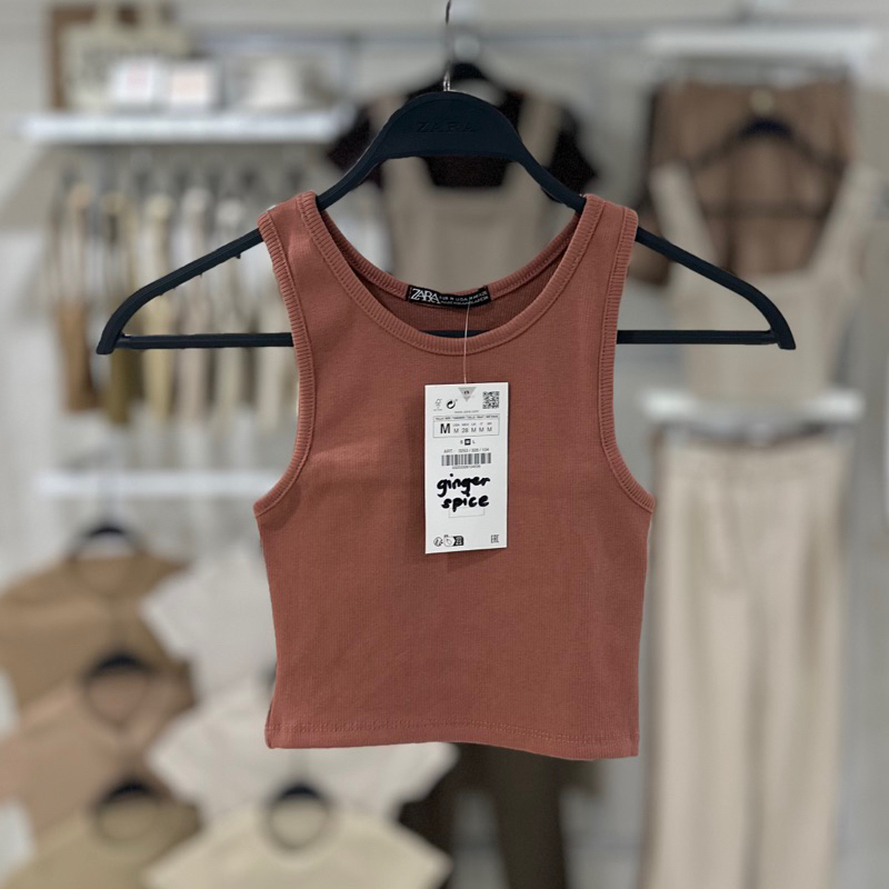 Racerback halter neck tank top sando crop sleeveless ribbed casual ...