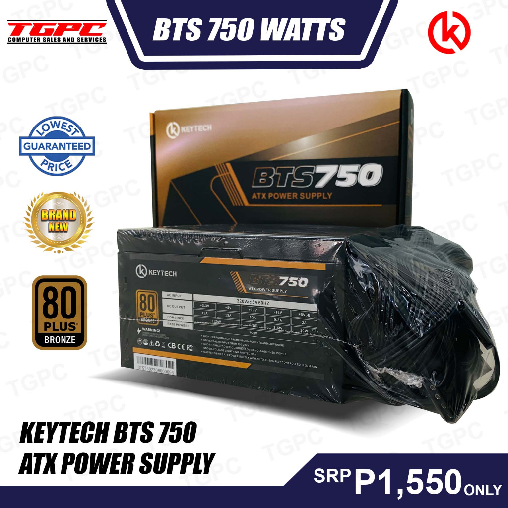 Keytech BTS 550 650 750 Watts ATX Power Supply True Rated 80+ Bronze ...