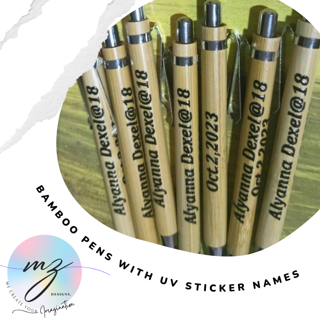 Bamboo pens (personalized with UV sticker) | Shopee Philippines