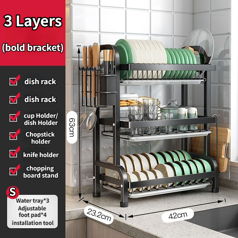 Vhome 2 3 Tier Dish Drying Rack Stainless Steel 304 Kitchen Rack Dish