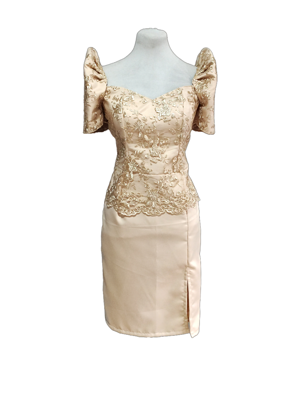 Filipiniana midi dress with spanish full lace top fabric with a skirt ...