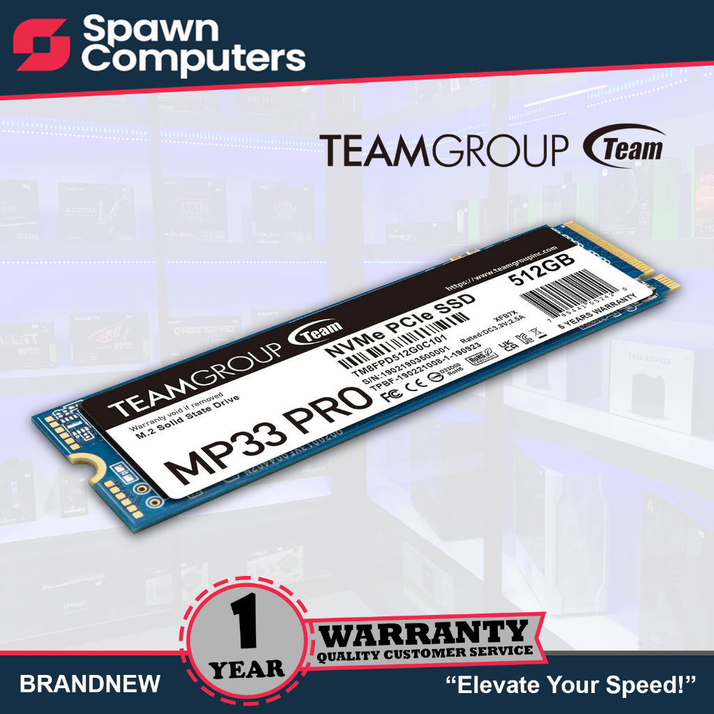 TEAMGROUP MP33 PRO 512GB SLC Cache 3D NAND TLC NVMe 1.3 PCIe Gen3x4 M.2 ...